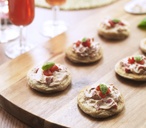 Dairy-free blinis with cheesy red pepper spread | Tesco Real Food