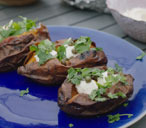 Ember-roasted sweet potatoes with cream cheese and capers | Tesco Real Food